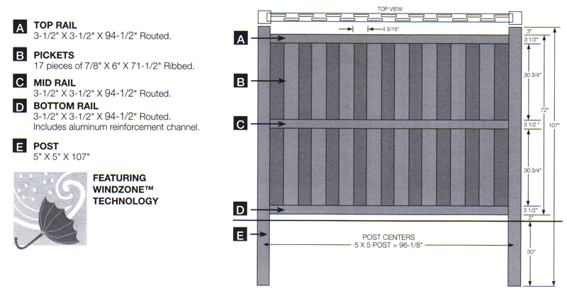Vinyl Fence - Columbia Semi-Private Vinyl Fence - Lowest Price Available